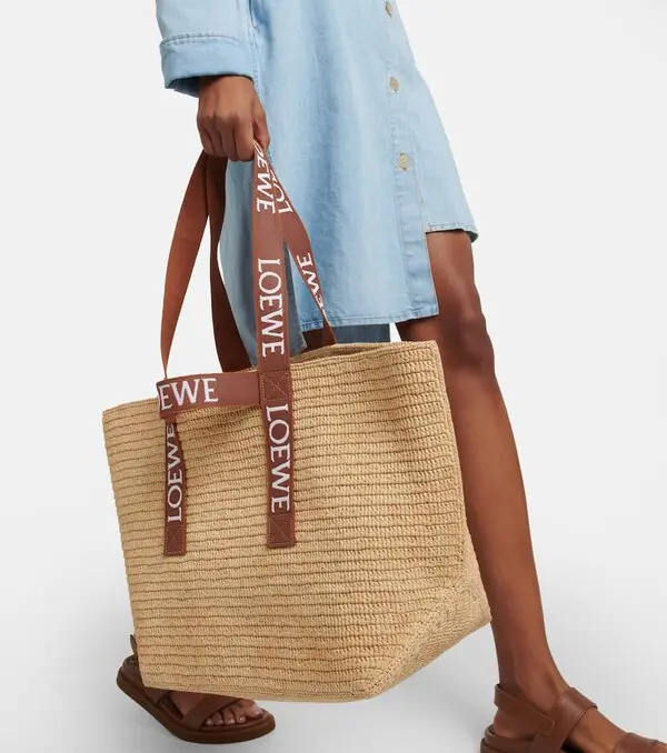 Loewe Fold Shopper Raffia Basket Bag