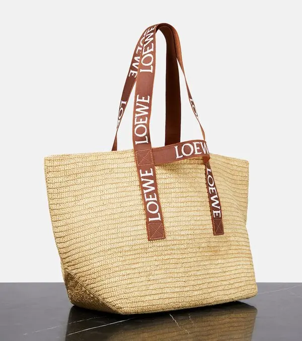 Loewe Fold Shopper Raffia Basket Bag