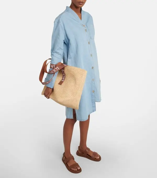 Loewe Fold Shopper Raffia Basket Bag