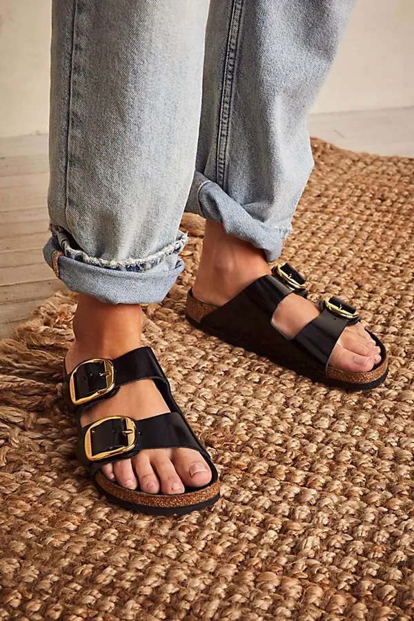 BIRKENSTOCK Arizona Big Buckle High Shine Sandals - Black