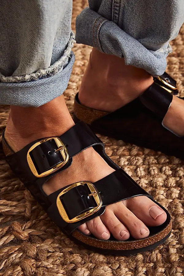 BIRKENSTOCK Arizona Big Buckle High Shine Sandals - Black