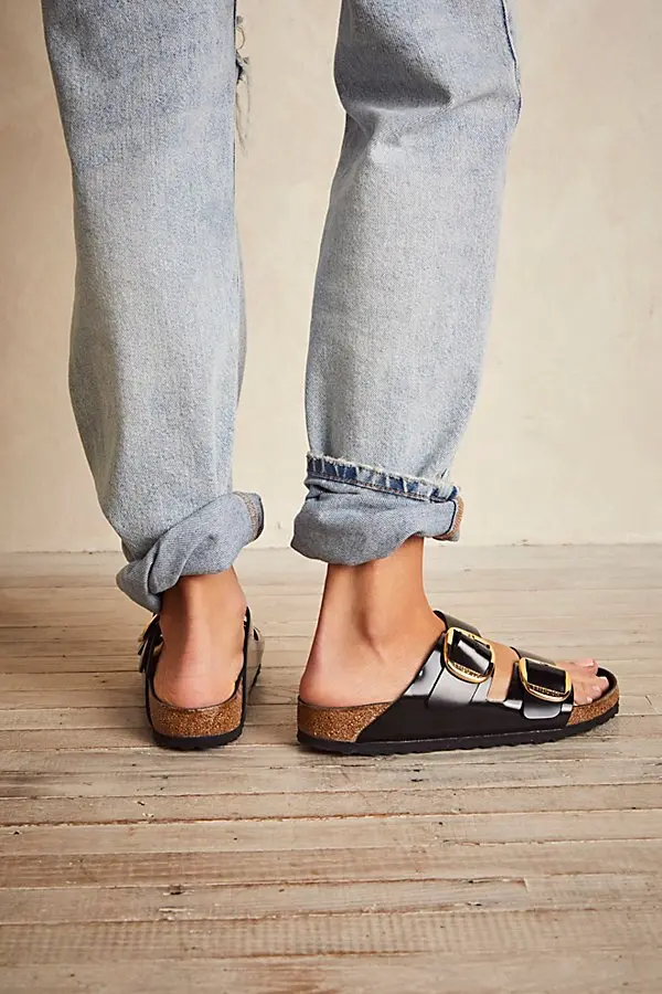 BIRKENSTOCK Arizona Big Buckle High Shine Sandals - Black