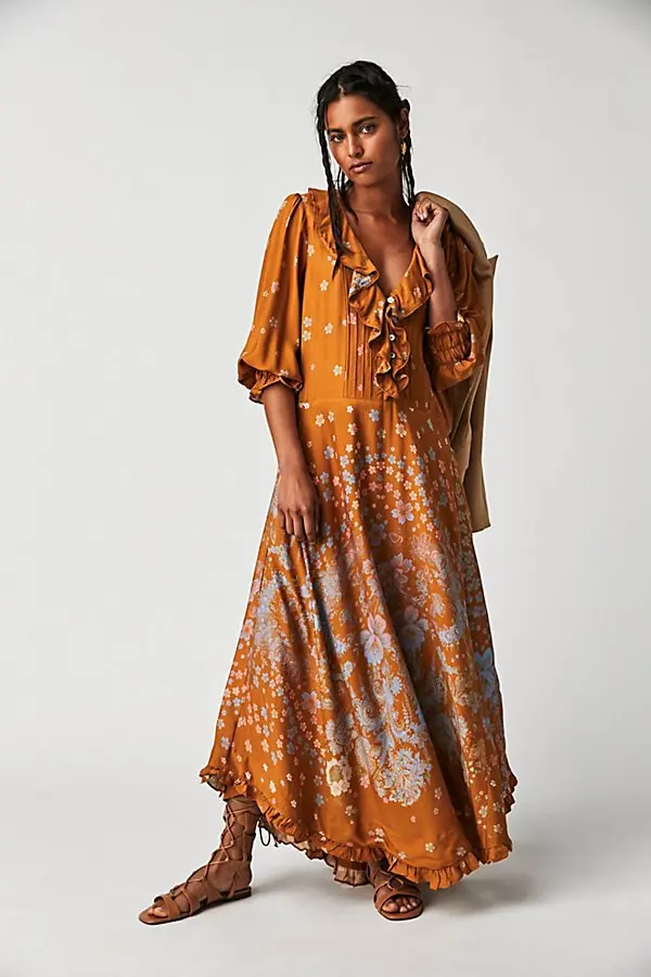 free people gold maxi dress Free People Meredith Maxi Dress in Gold