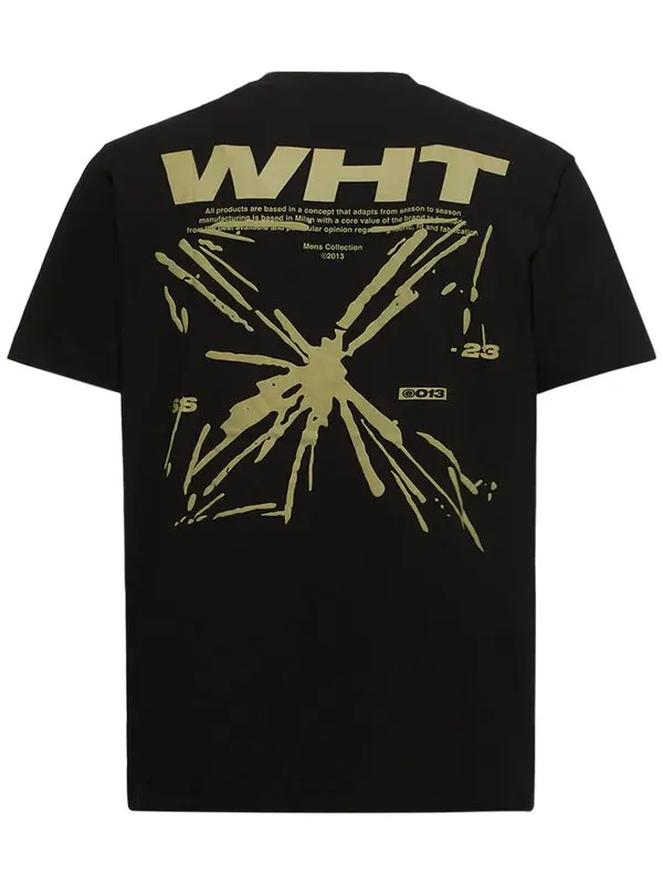 Off-White Splash Arrow Slim Cotton Jersey T-Shirt In Black
