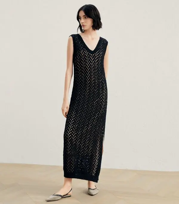 Brunello Cucinelli Open-knit Maxi Dress