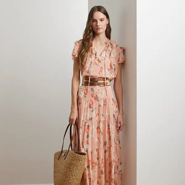 Ralph Lauren Floral Georgette Tiered Skirt