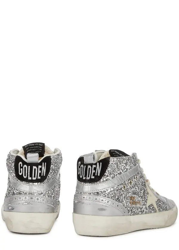 GOLDEN GOOSE Mid Star Panelled Glittered Sneakers
