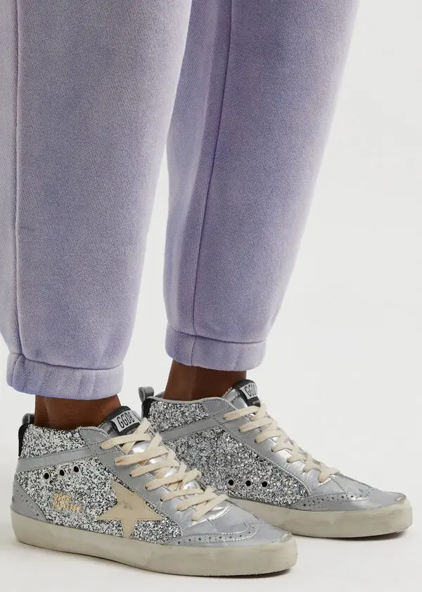 GOLDEN GOOSE Mid Star Panelled Glittered Sneakers