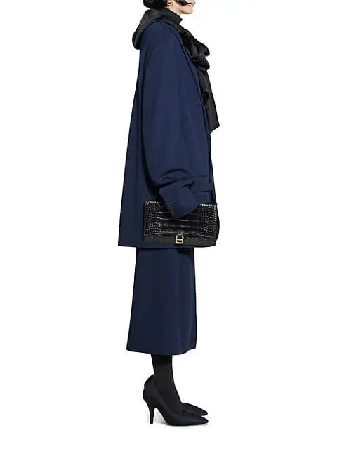 Balenciaga Hourglass Flat Pouch With Flap Crocodile Embossed