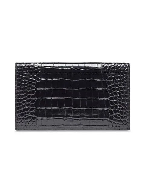 Balenciaga Hourglass Flat Pouch With Flap Crocodile Embossed