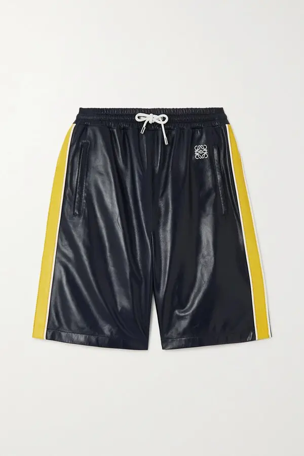 Loewe Striped Leather Shorts