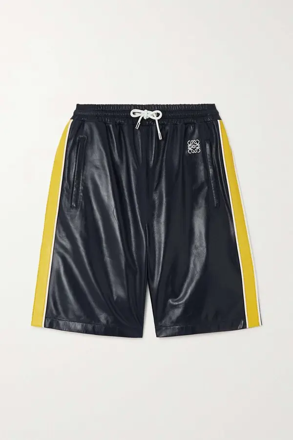 Loewe Striped Leather Shorts
