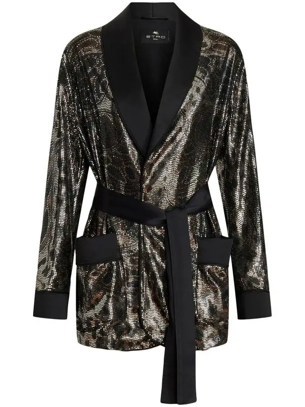 Etro Metallic Tie-waist Blazer