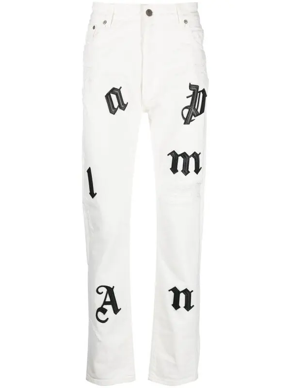 Palm Angels Logo-patch Distressed Jeans