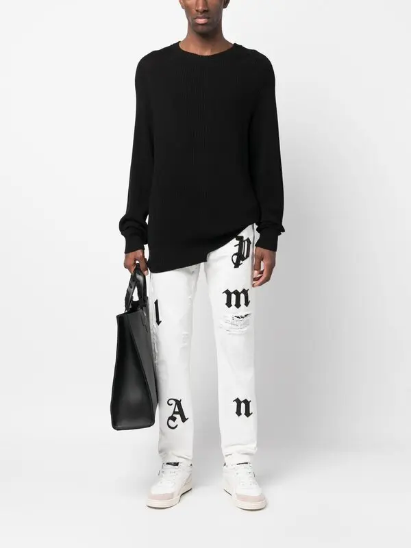 Palm Angels Logo-patch Distressed Jeans
