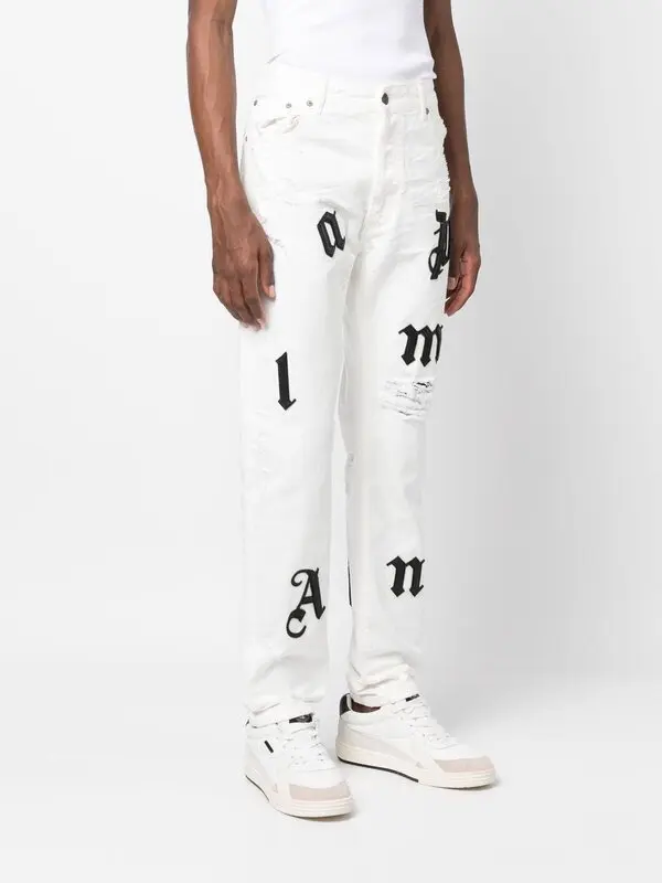 Palm Angels Logo-patch Distressed Jeans