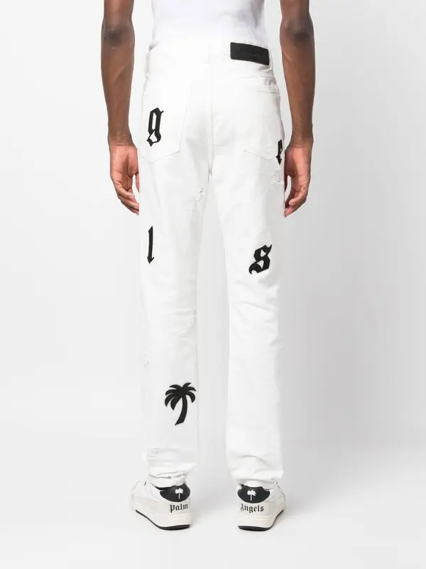 Palm Angels Logo-patch Distressed Jeans