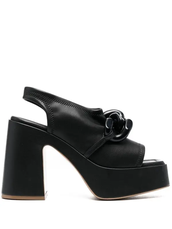 Stella McCartney 125mm Chain-link Block Heel Sandals - Black