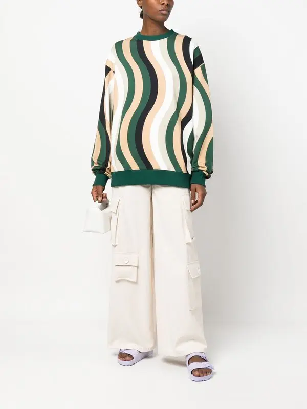 Camper Wave-pattern Cotton Sweatshirt - White