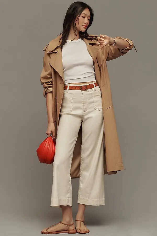 Maeve Colette European Linen Stretch Wide Leg Pants - Chalk White