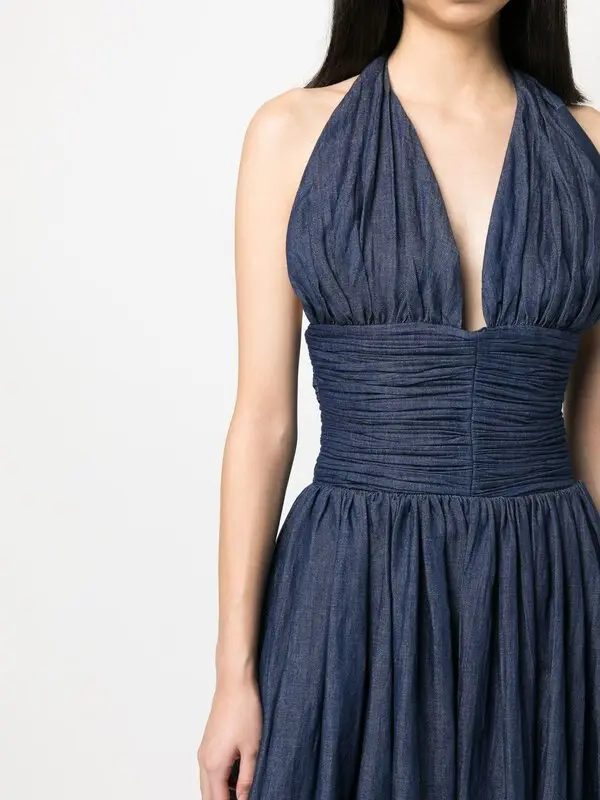 Rochas Halterneck Denim Maxi Dress