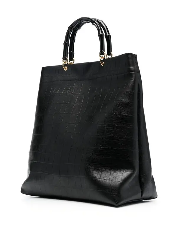 JIL SANDER Embossed Tote Bag With Bamboo Handle