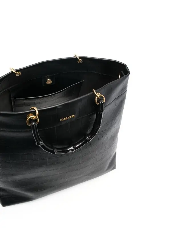 JIL SANDER Embossed Tote Bag With Bamboo Handle