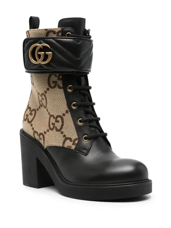 Gucci Gg-Monogram Panelled Ankle Boots - Black | Editorialist display picture 2