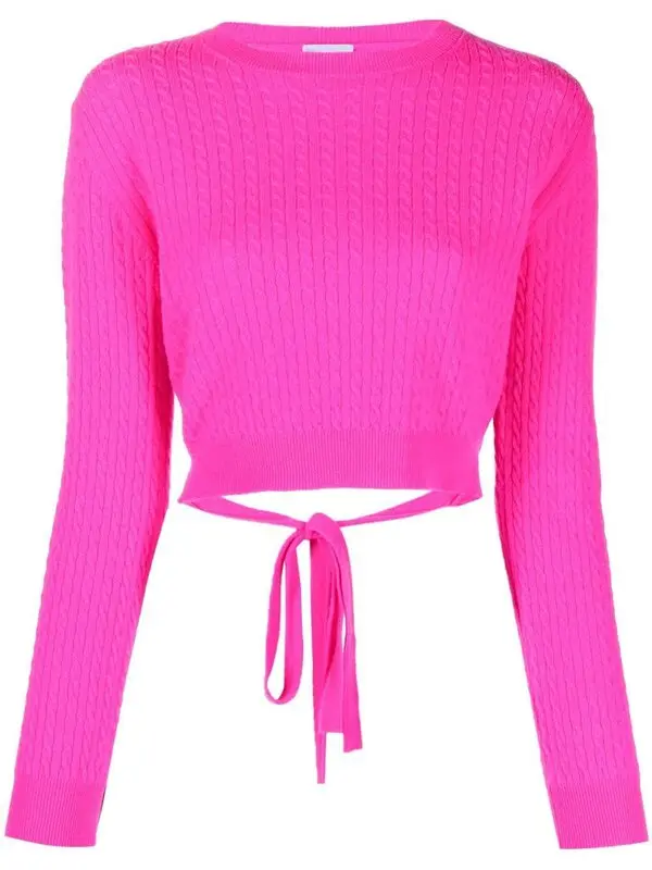 Patou Cable-knit Rear-tie Cropped Jumper - Pink