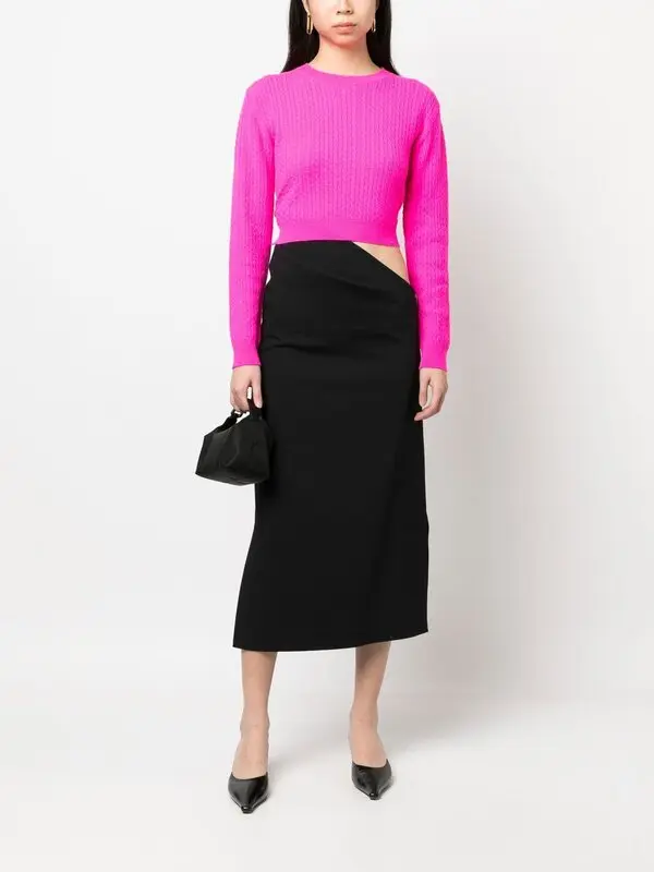 PATOU Cable-knit Rear-tie Cropped Jumper