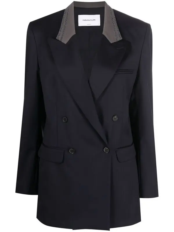 Fabiana Filippi Contrast-collar Double-breasted Blazer