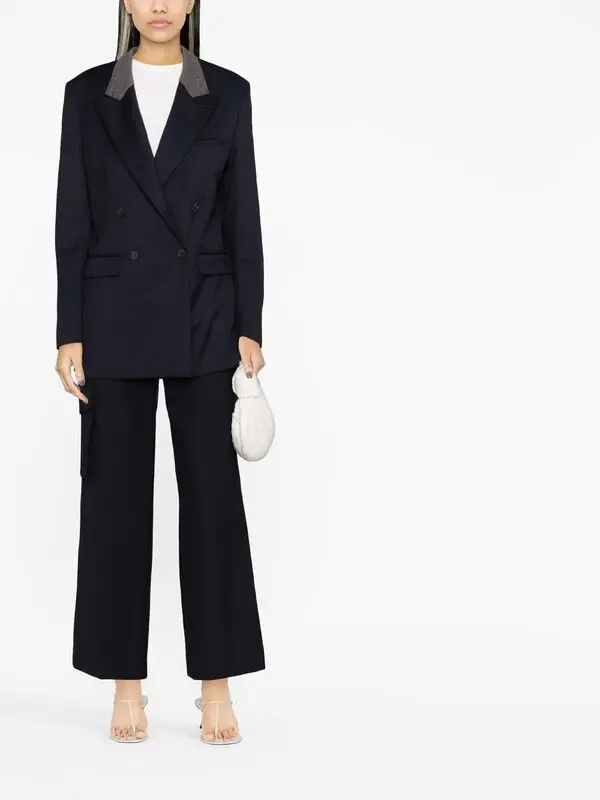 Fabiana Filippi Contrast-collar Double-breasted Blazer