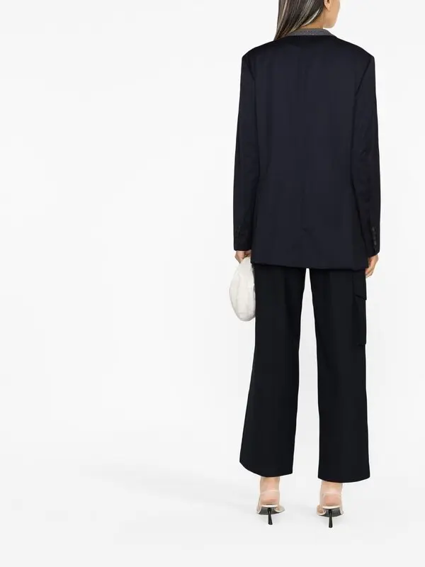 Fabiana Filippi Contrast-collar Double-breasted Blazer