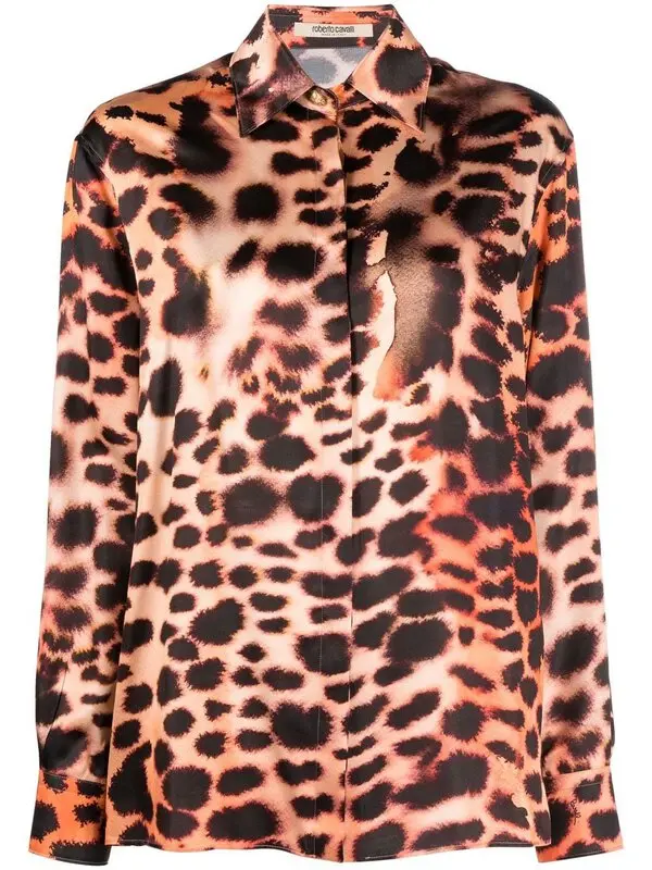 Roberto Cavalli Silk Leopard-print Blouse
