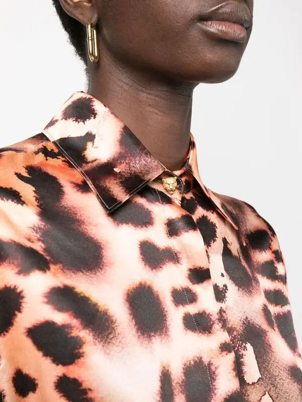 Roberto Cavalli Silk Leopard-print Blouse