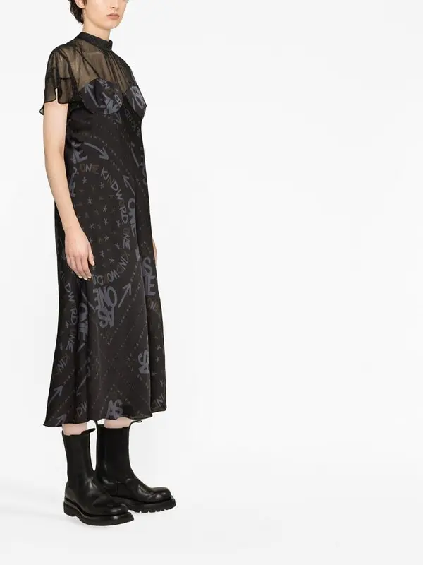 Sacai X Eric Haze Logo Print Midi Dress