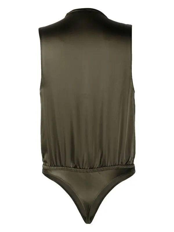 MAISON CLOSE Silk Plunge V-neck Bodysuit - Green