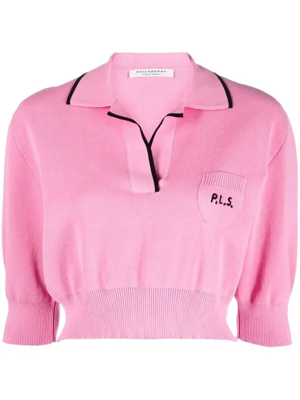 Philosophy Di Lorenzo Serafini Cropped Polo-collar Sweater