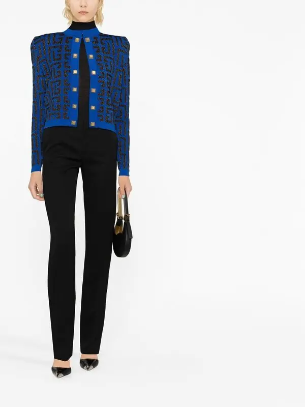 Balmain Monogram Jacquard Cropped Jacket
