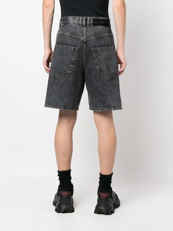 Balmain Acid-wash Denim Shorts