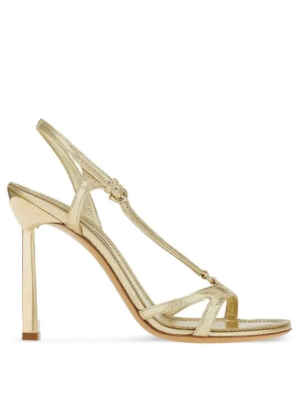 FERRAGAMO Gancini 105mm Metallic Leather Sandals