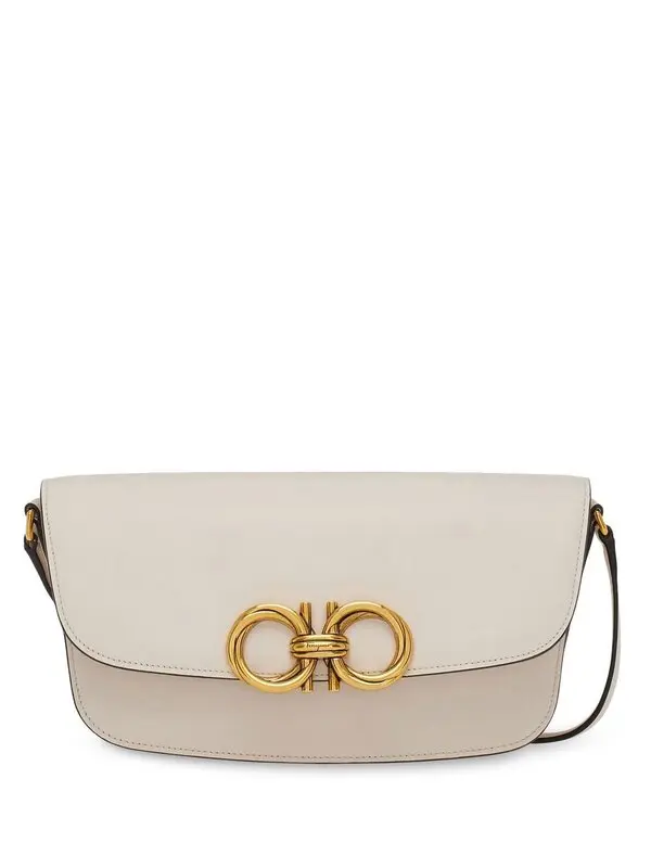 FERRAGAMO Trapezio Leather Shoulder Bag - Neutrals