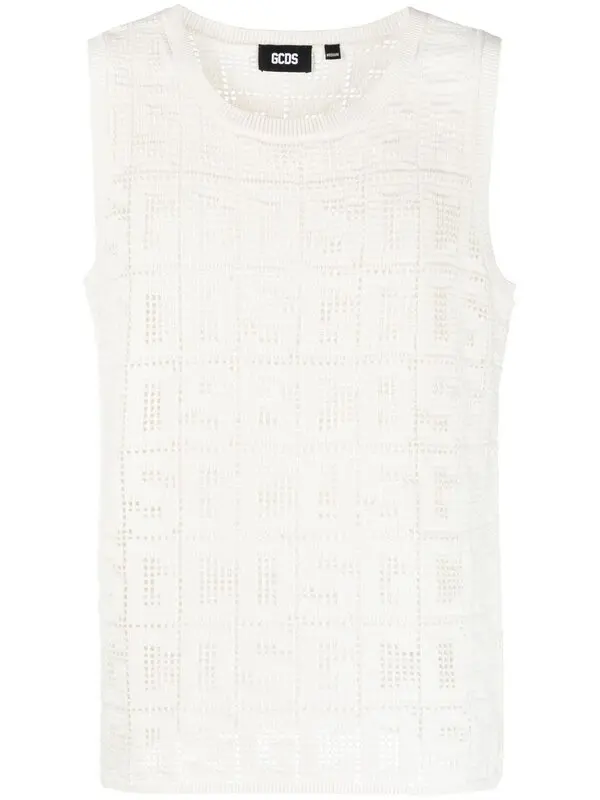 Gcds Monogram Macramé Tank Top - Neutrals