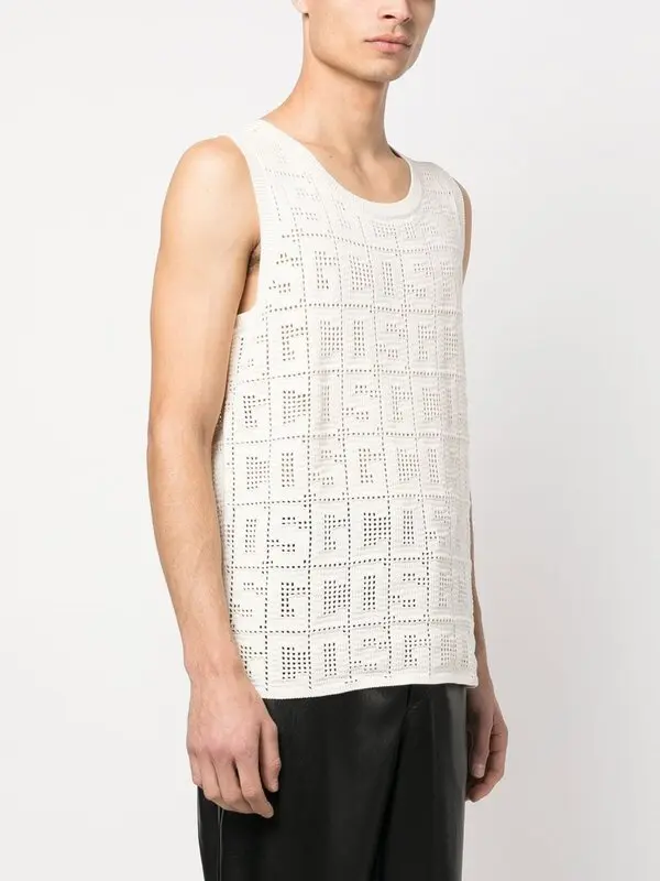 Gcds Monogram Macramé Tank Top - Neutrals