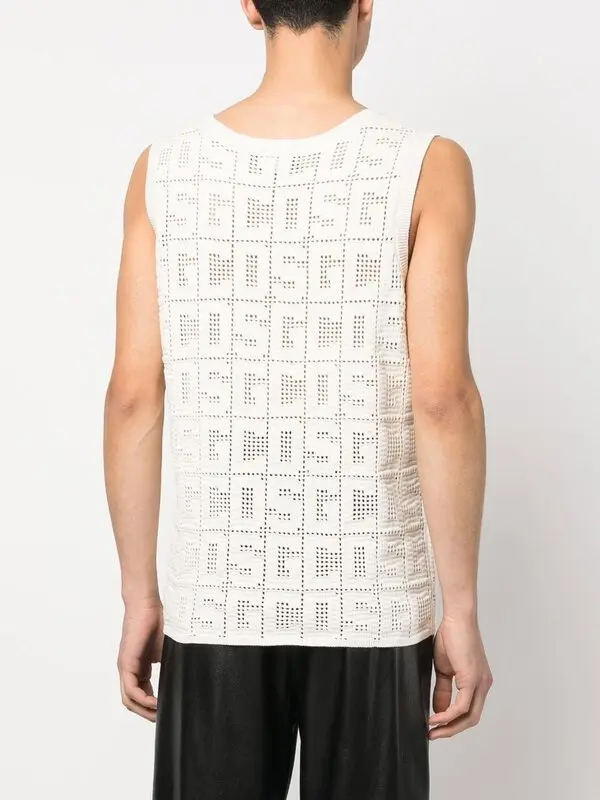 Gcds Monogram Macramé Tank Top - Neutrals