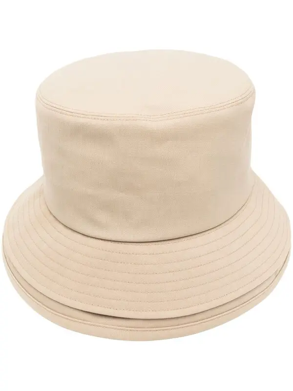 Sacai Layered-brim Wool Bucket Hat - Neutrals