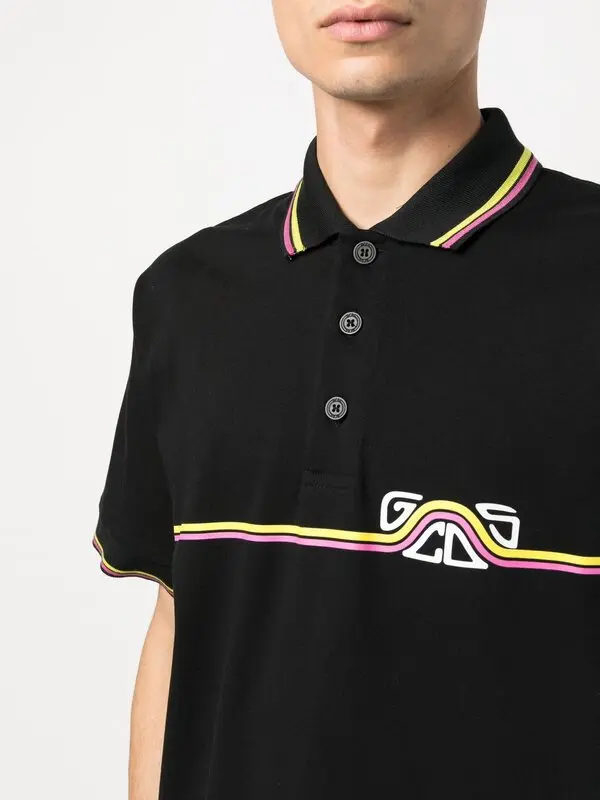 Gcds Waved Logo Print Polo Shirt