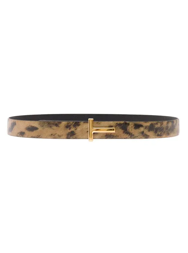 TOM FORD Distressed Leopard Small Grain T Belt Reversible Ps 30