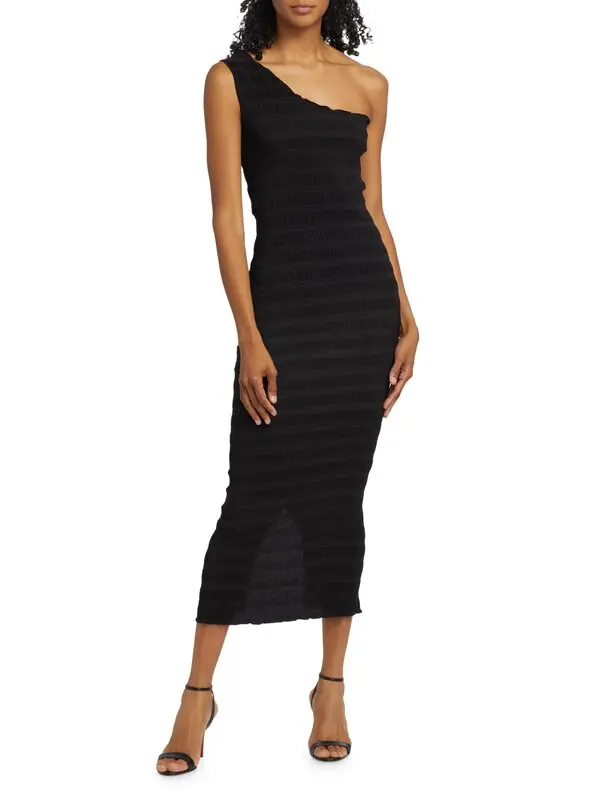 L'IDEE Gigi Satin One-shoulder Midi-dress