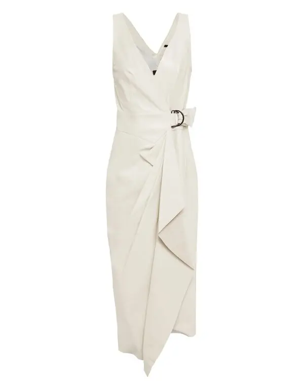 Isabel Marant Midi Leather Wrap Dress - White